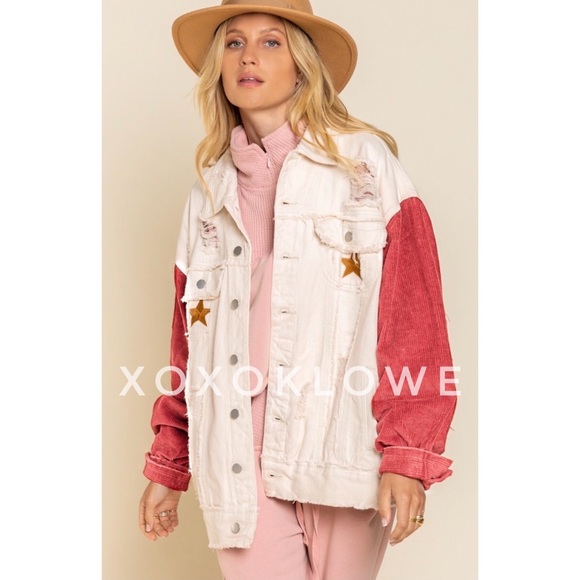 POL | Jackets & Coats | Pol Two Tone Star Patch Denim Jacket Oversized ...